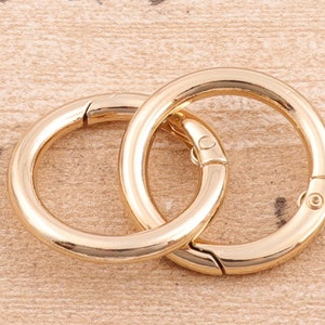 Spring Hook 1 "(25mm) Push Gate Snap Hook Light Golden O Ring Large Key ...