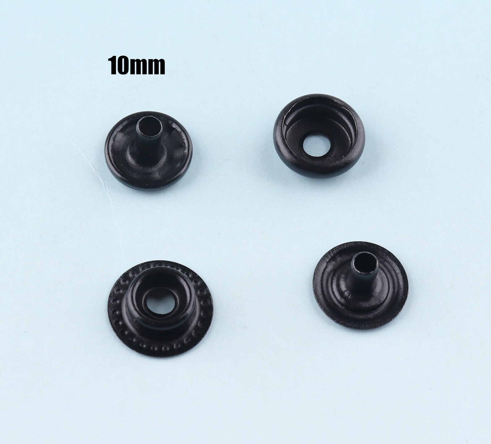 100sets 10mm/12mm Black Snap Studs Spring Fastener Snap Buttons Popper ...