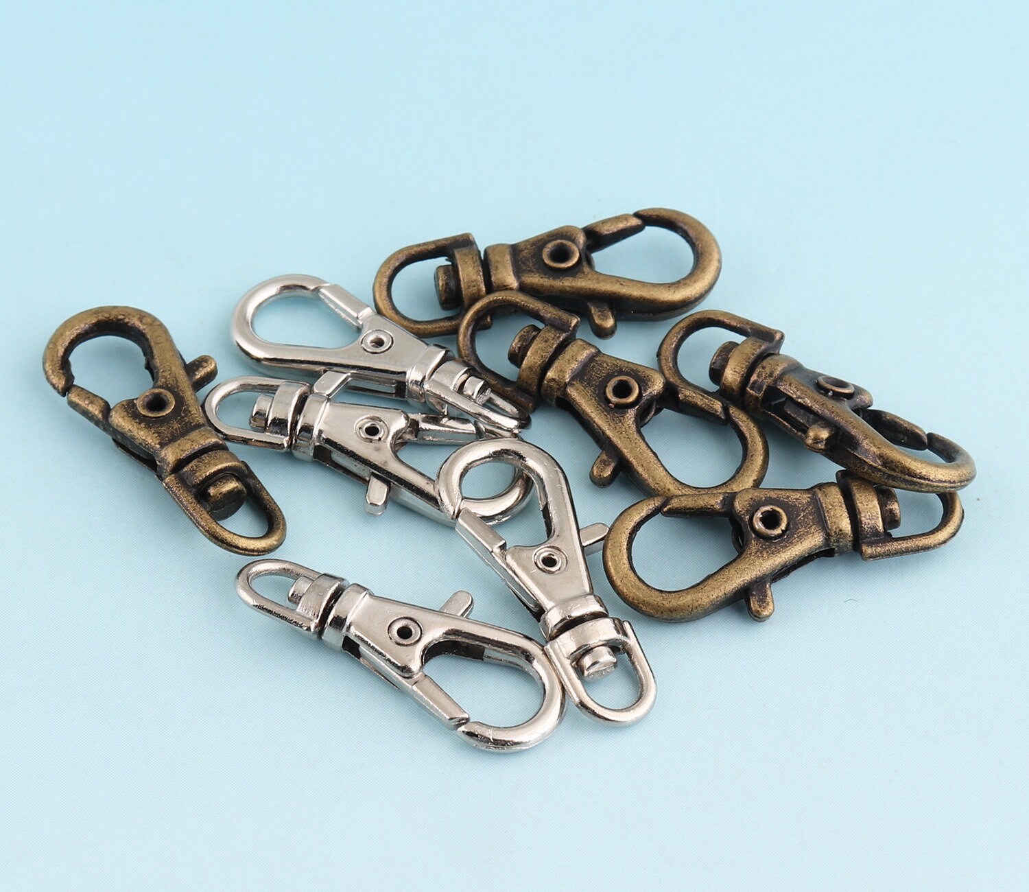 50pcs 24mm Mini Swivel Claw Clips Silver Swivel Snap Clasp Snap Hook ...
