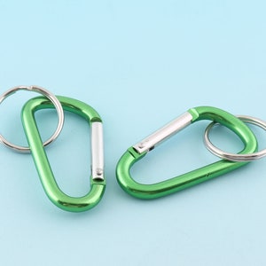 48*25mm Green Carabiner With Split Rings Metal Carabiner Keychain ...
