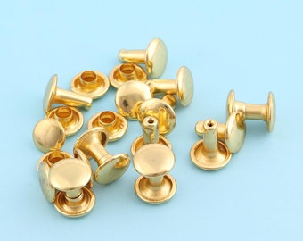 100 Sets 10mm Head X 8mm Post Rivet Round Cap Double Headed Nickel ...