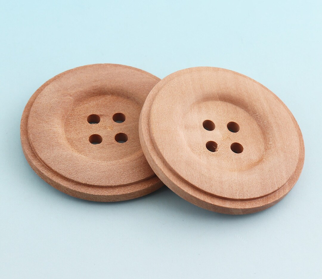 Wooden Buttons 6pcs 2" Large Button Coat Buttons Four Holes Large ...