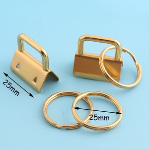 1"key Fobs Hardware Golden Key Ring Ribbon Key Fobs Key Chains-10pcs ...