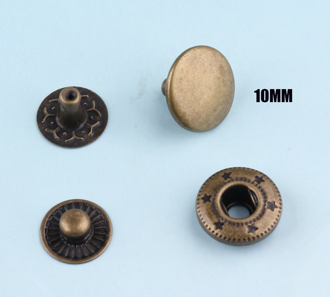 Snap Buttons 50 Sets 10 Mm Antique Bronze Snap Buttons Snap - Etsy