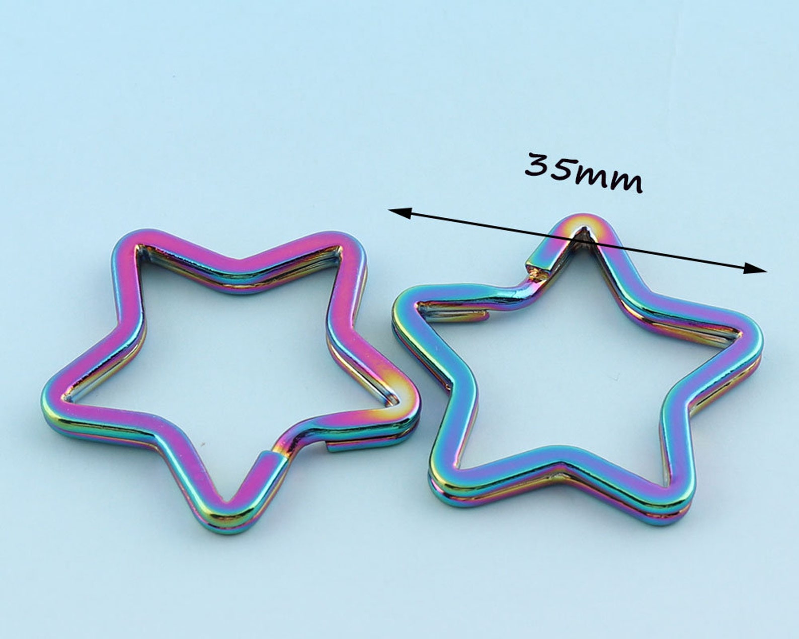 Rainbow Star Key Ring 15pcs *35mm Large Key Fob Ring Metal Split Ring ...