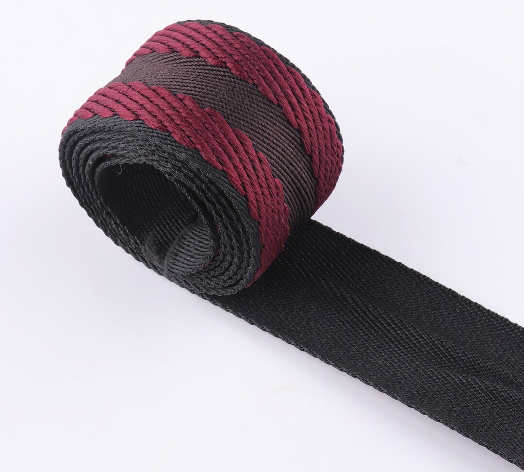Red Striped Webbing 1-5 Yards 38 Mm Black Webbing Strap Leash Webbing ...
