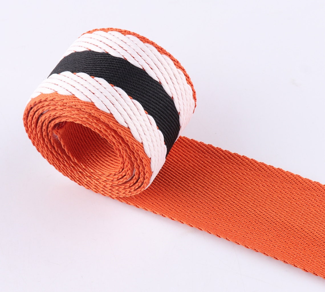 Orange Striped Webbing 38 mm Cotton Webbing Strap Leash Webbing Canvas ...
