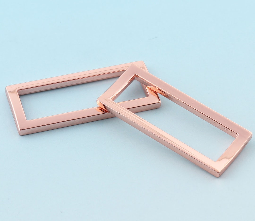 6pcs 38mm Rose Gold Rectangle Rings Alloy Rectangle Ring Belt Buckle ...
