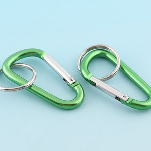 48*25mm Green Carabiner With Split Rings Metal Carabiner Keychain ...