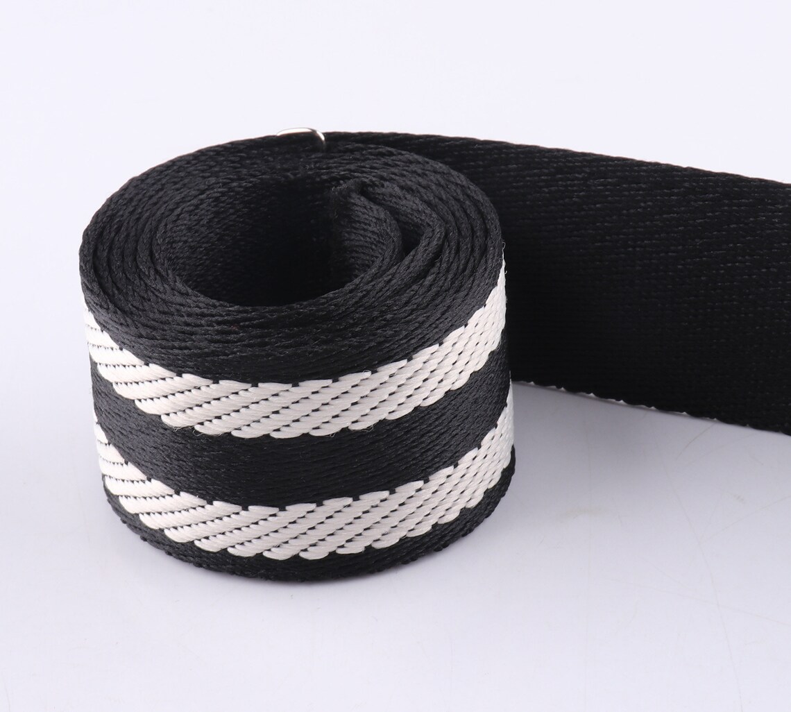 Black Striped Webbing 1-5 yards 38 mm White Webbing Strap - Etsy France