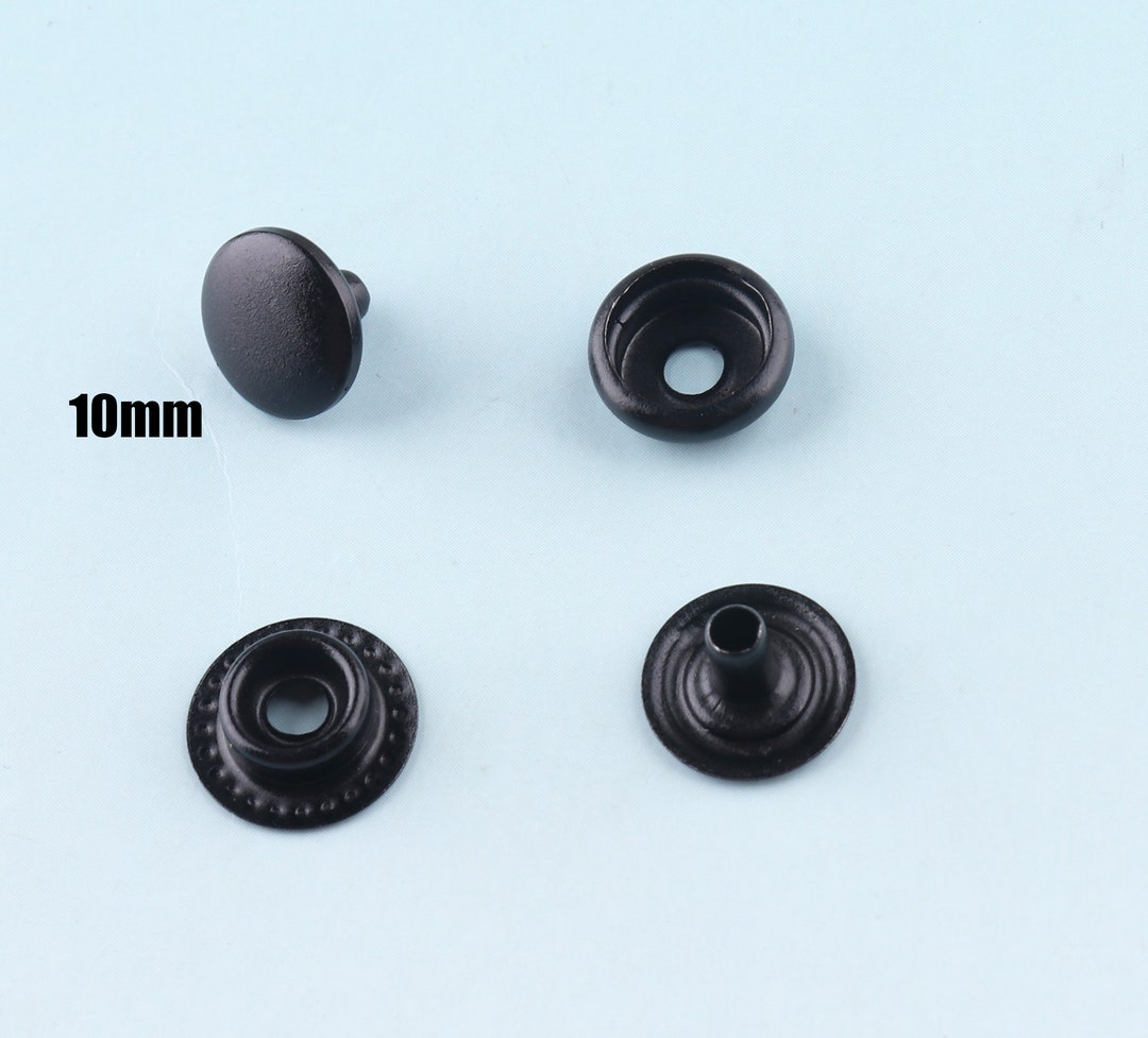 100sets 10mm/12mm Black Snap Studs Spring Fastener Snap Buttons Popper ...