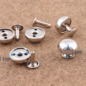 20sets 14mm Silver Rivets Metal Button Double Capped Rivets Double Head ...