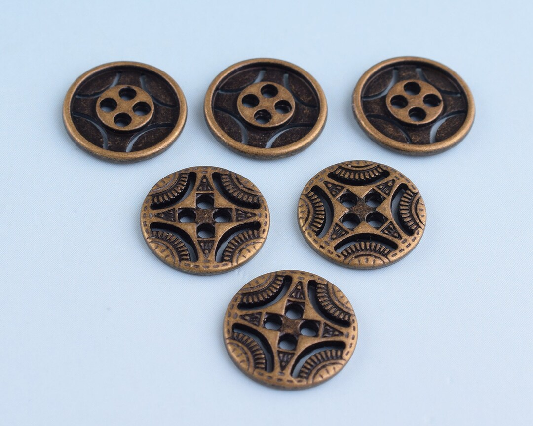 5pcs 12mm Antique Bronze Buttons Metal Shank Buttons Coat Button With ...