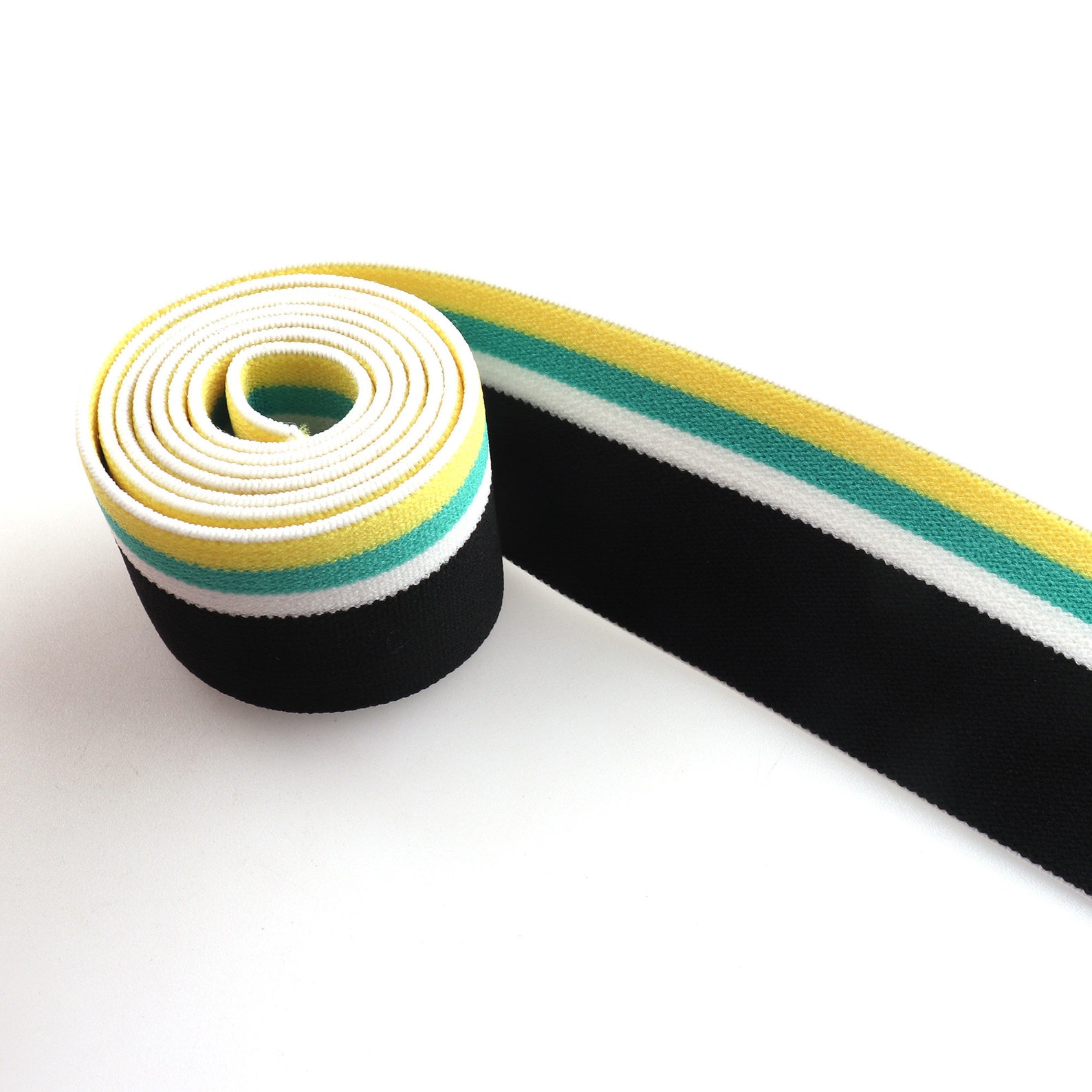 Soft Elastic Webbing Strap 38mm Green Elastic Band Colored Stripes ...