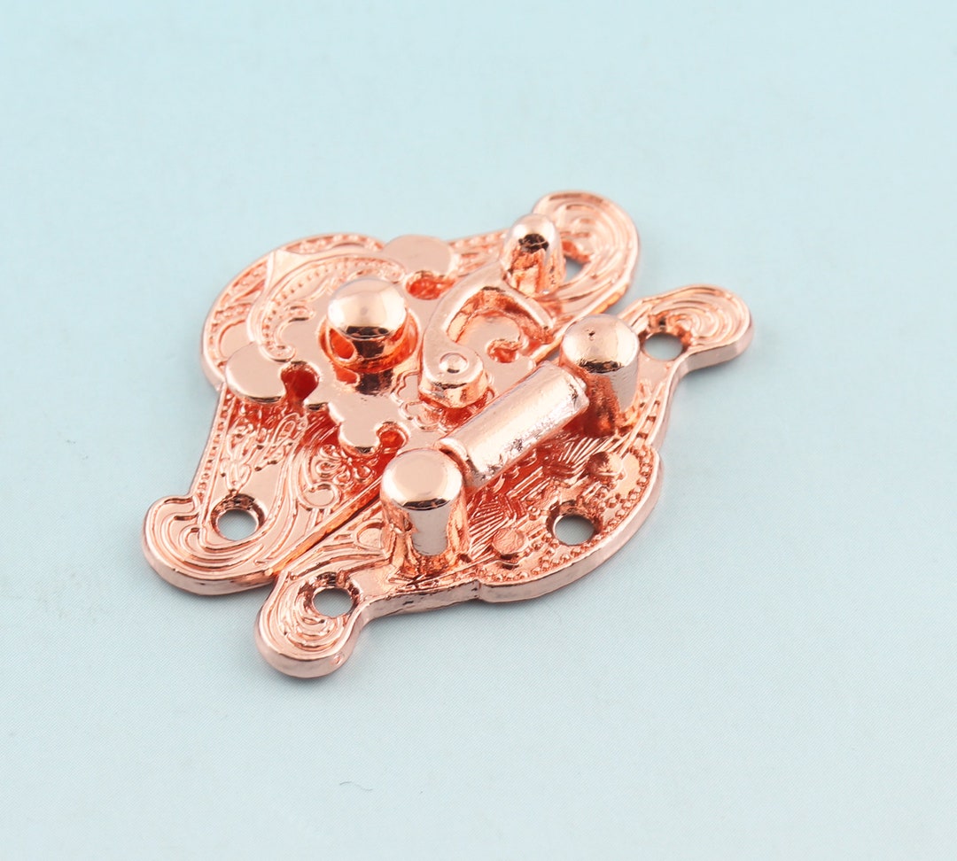 Mini Vintage Box Latch 35*30mm Rose Gold Embossed Hasp Box Hardware ...