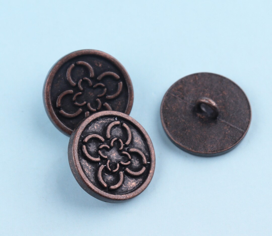 Red Copper Buttons 6pcs 15mm Blazer Buttons Embossed Vintage Buttons ...