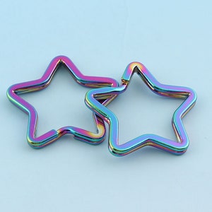 Rainbow Star Key Ring 15pcs *35mm Large Key Fob Ring Metal Split Ring ...