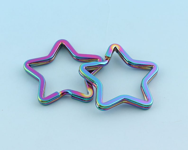 Rainbow Star Key Ring 15pcs 35mm Large Key Fob Ring Metal - Etsy