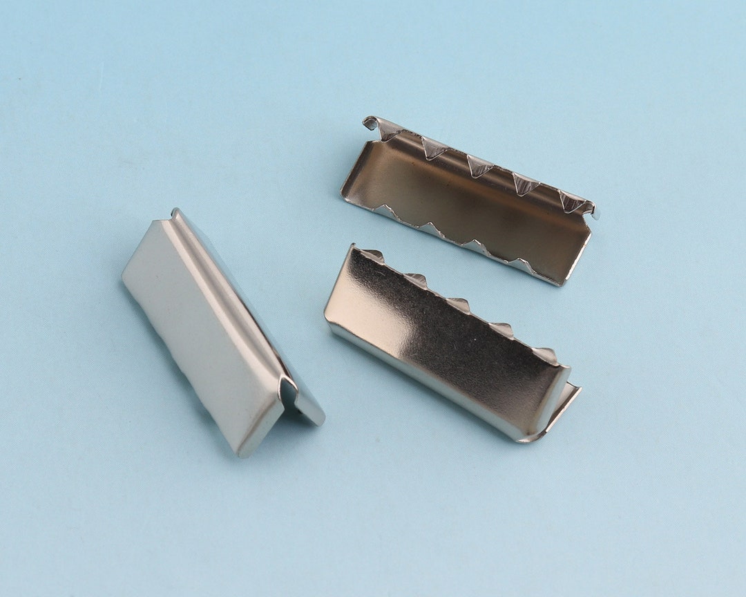 Silver Ribbon End Clamps 50pcs 1"(inch)25mm Ribbon End Fastener Clasp ...