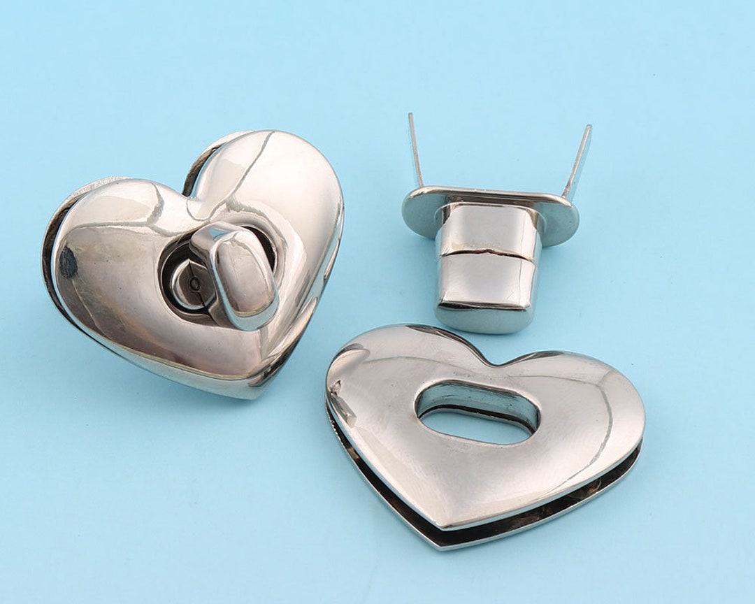 30*28mm Silver Heart Shape Purse Lock Metal Bag Lock Latch Lock Twist ...