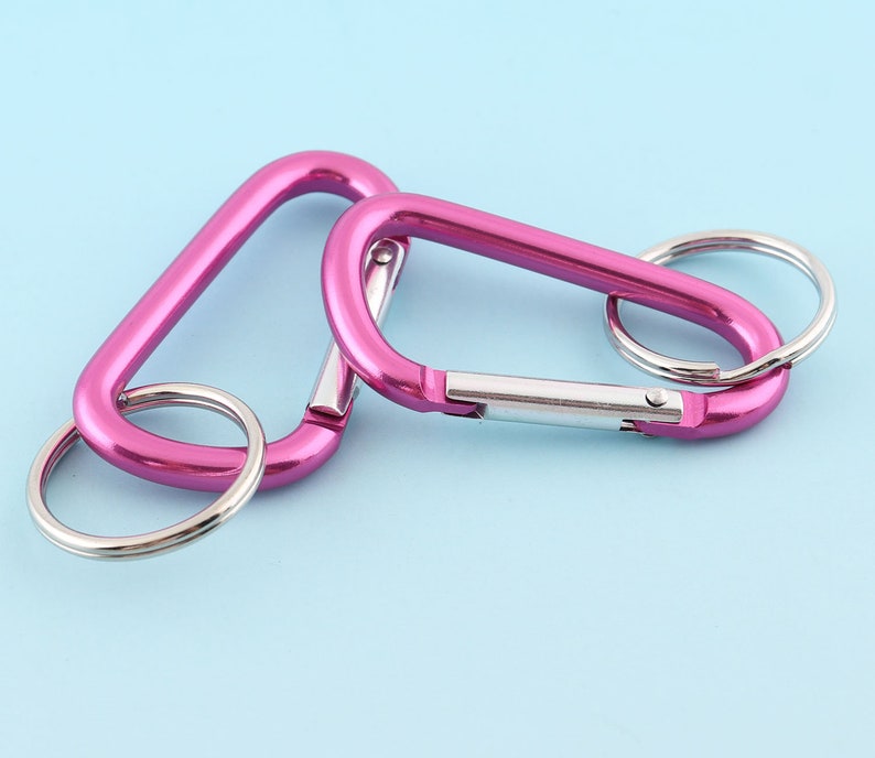 48*25mm Purple Pink Carabiner With Key Ring Metal Carabiner Keychain ...