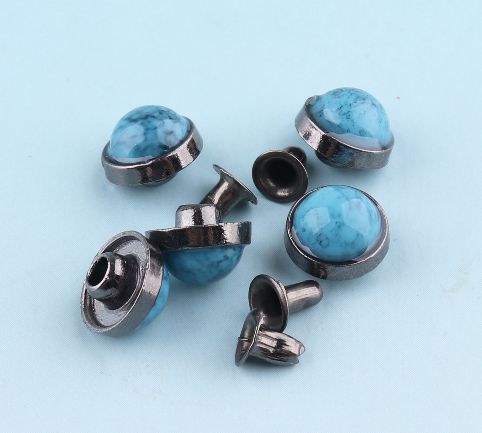 Double Caped Rivets 10mm Blue Rivets With 3 Setting Tools Metal Button ...