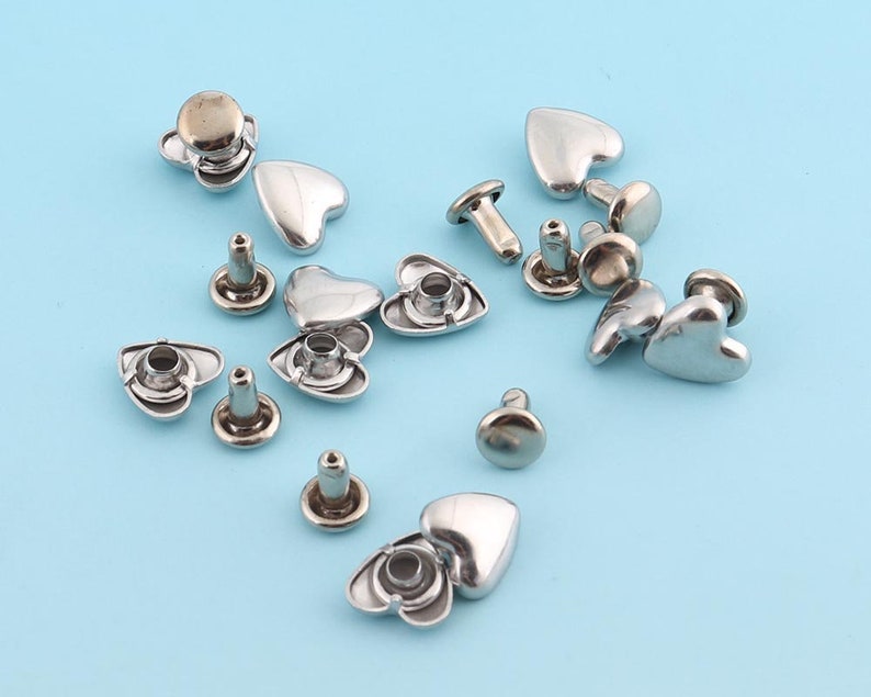 8mm Silver Rivets Heart-shape Rivet Metal Button Double Capped | Etsy