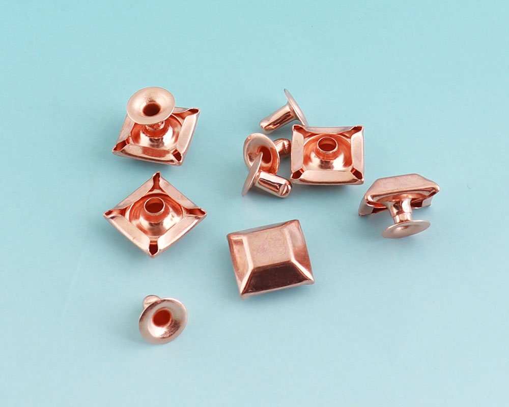 Purse Rivets 50pcs/100ppcs 12*9mm Rose Gold Rivets Metal Button Double ...