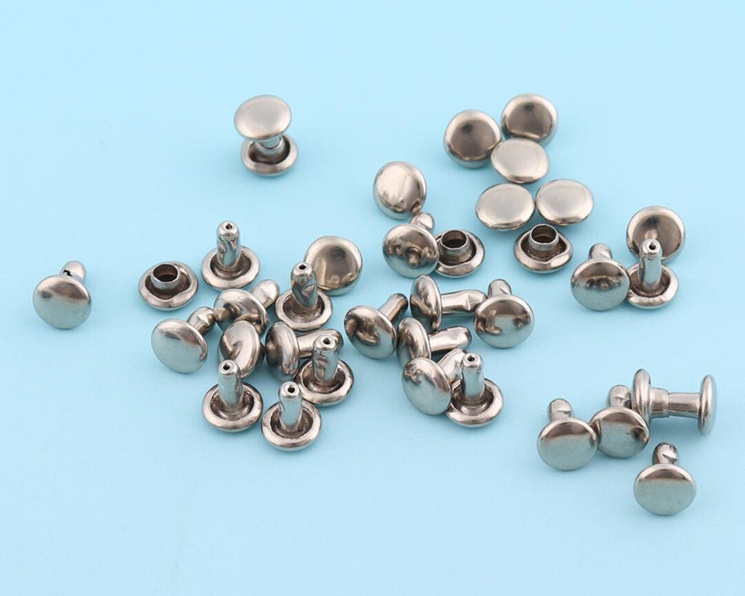Silver Rivets Metal Button 100pcs 6*5mm Double Capped Rivets Double ...