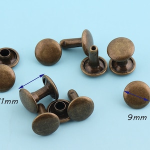 Antique Bronze Rivets 100sets 11*9mm Metal Button Double Capped Rivets ...