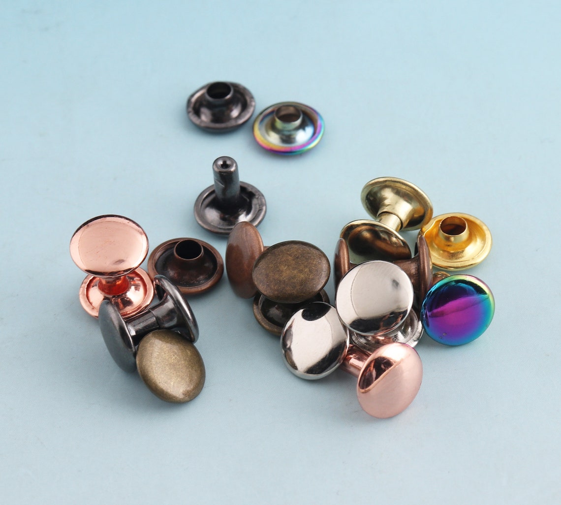 Rainbow Double Cap Rivets 9mm Metal Button Double Head Rivets - Etsy
