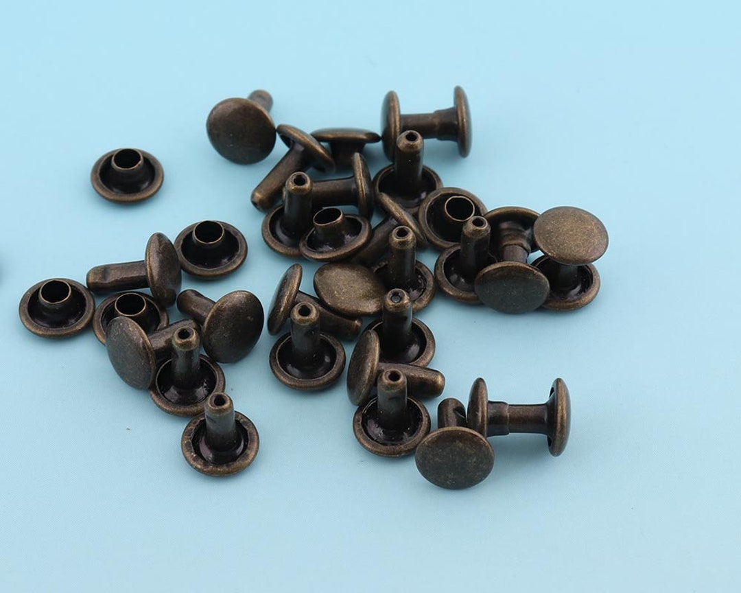 Antique Bronze Rivets 100sets 9*7mm Metal Button Double Capped Rivets ...