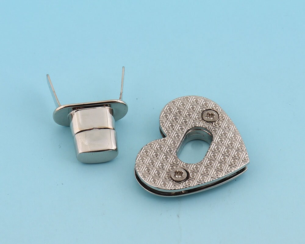 30*28mm Silver Heart Shape Purse Lock Metal Bag Lock Latch Lock Twist ...