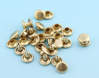 100 Sets 7mm Head X 6mm Post Rivet Round Cap Double Headed Gold Plated ...
