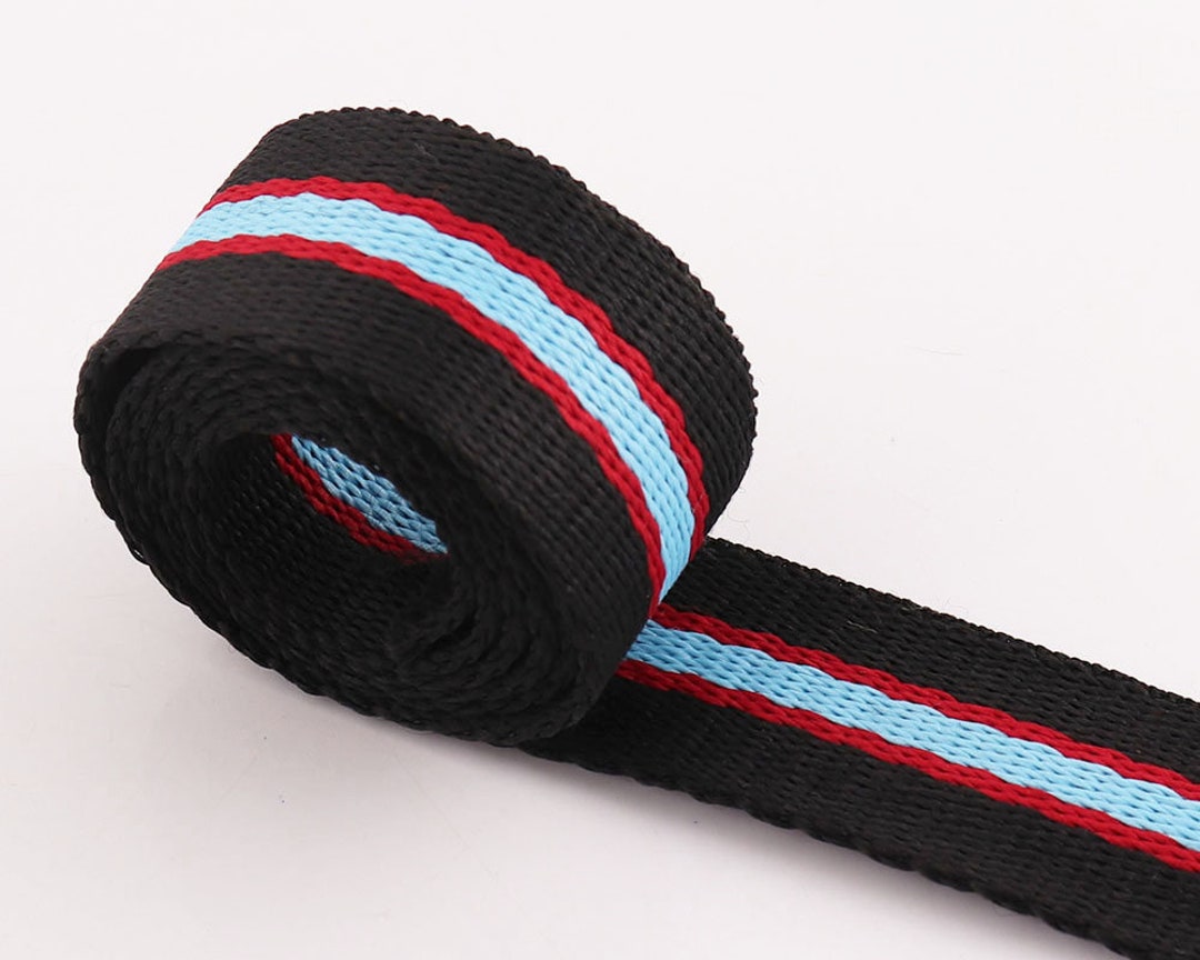 Blue Stripe Webbing 5 Yards*25mm Webbing Belt Fabric Belt Canvas ...