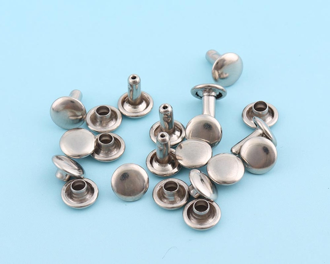 100sets 8*7mm Silver Rivets Metal Button Double Capped Rivets Double ...