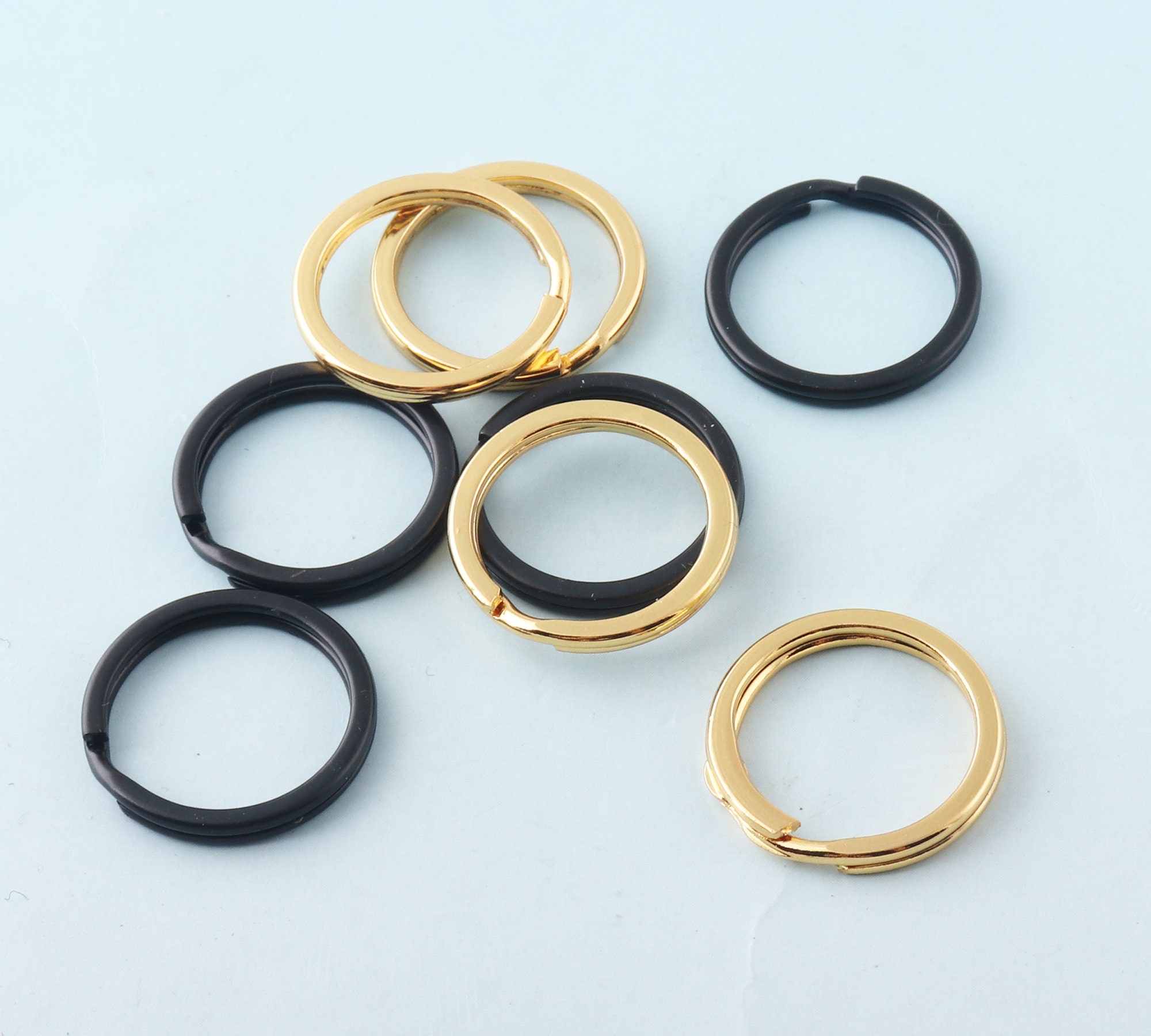 20mm Mini Split Rings Flat Keyrings Black Key Ring O Rings Metal Key ...