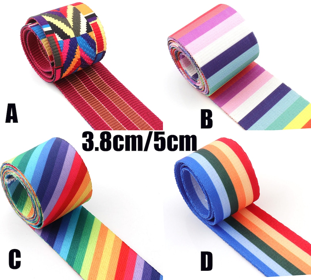 Colorful Striped Webbing Strap 38mm/50mm Rainbow Webbing Ribbon Fabric ...