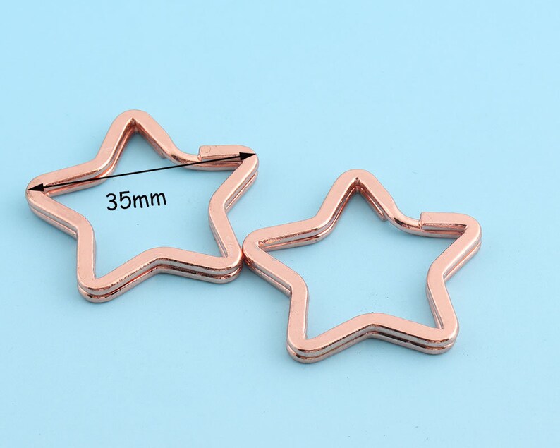 Rose Gold Star Key Ring 10pcs 35mm Large Key Fob Ring Metal | Etsy