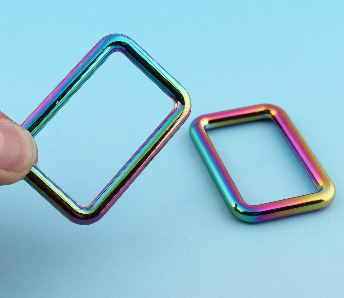 40mm Rainbow Rectangular Rings Metal/zinc Alloy Rectangle - Etsy