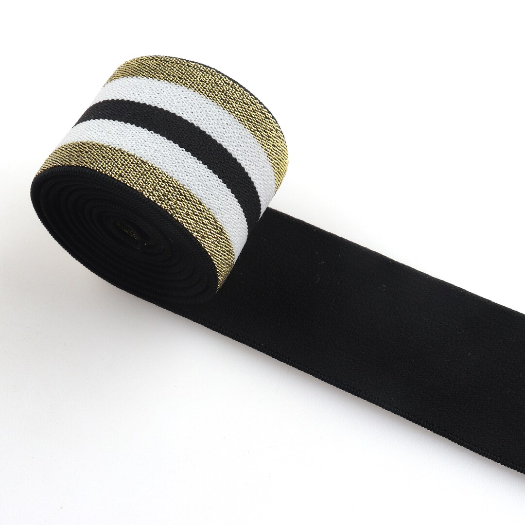 Gold Elastic band 1,5-inch 38mm Fashion Textile Crafting Soft Webbing ...