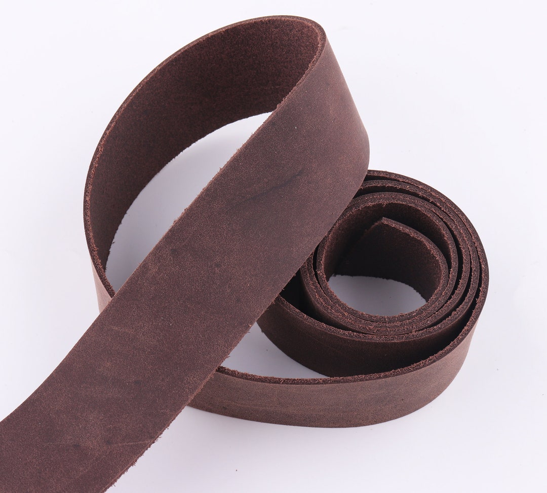 Cowhide Leather Strap 2"(50mm) Dark Coffee Leather Strips Genuine ...
