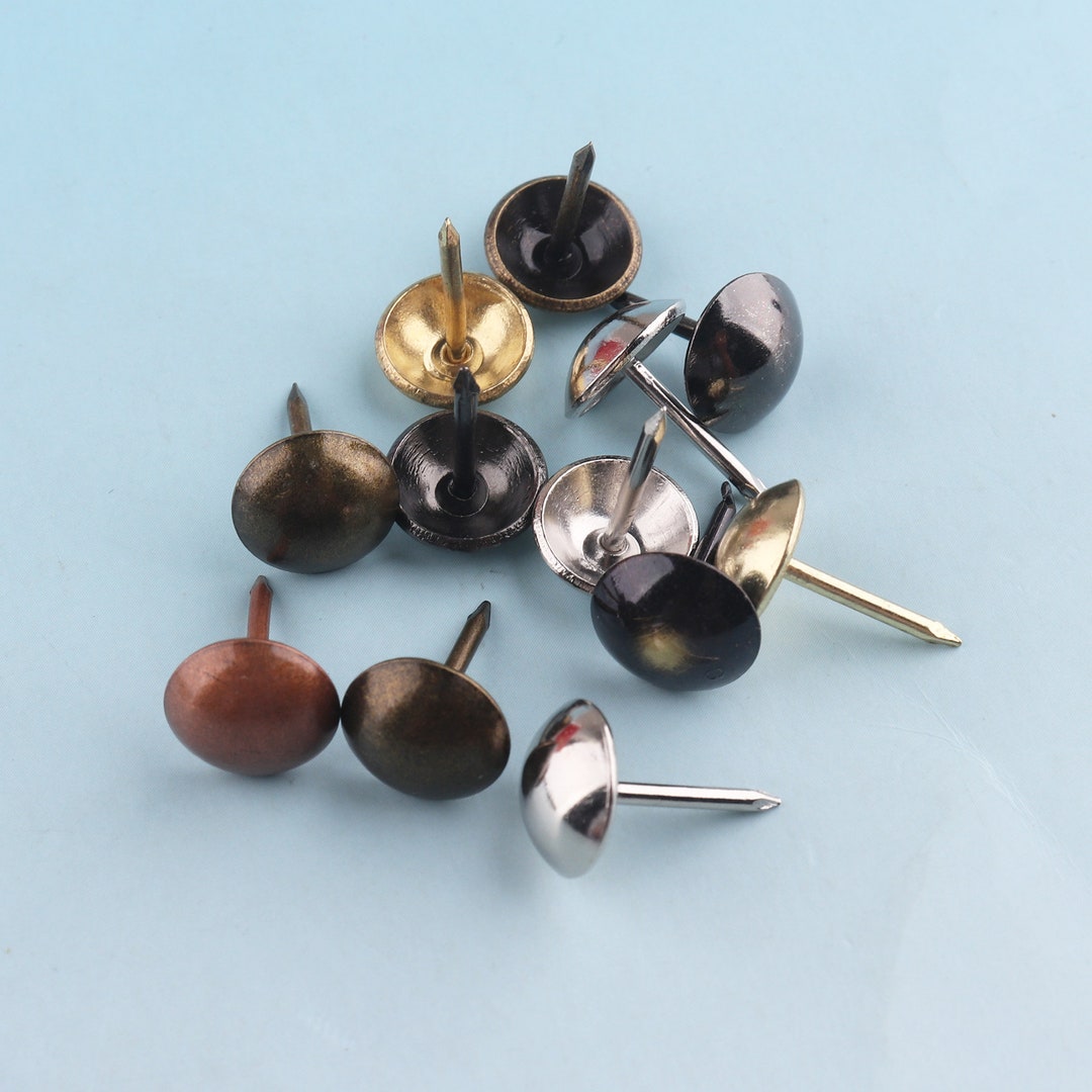 50sets 10mm Upholstery Tacks Nail Black Round Tacks Metal Button Metal ...