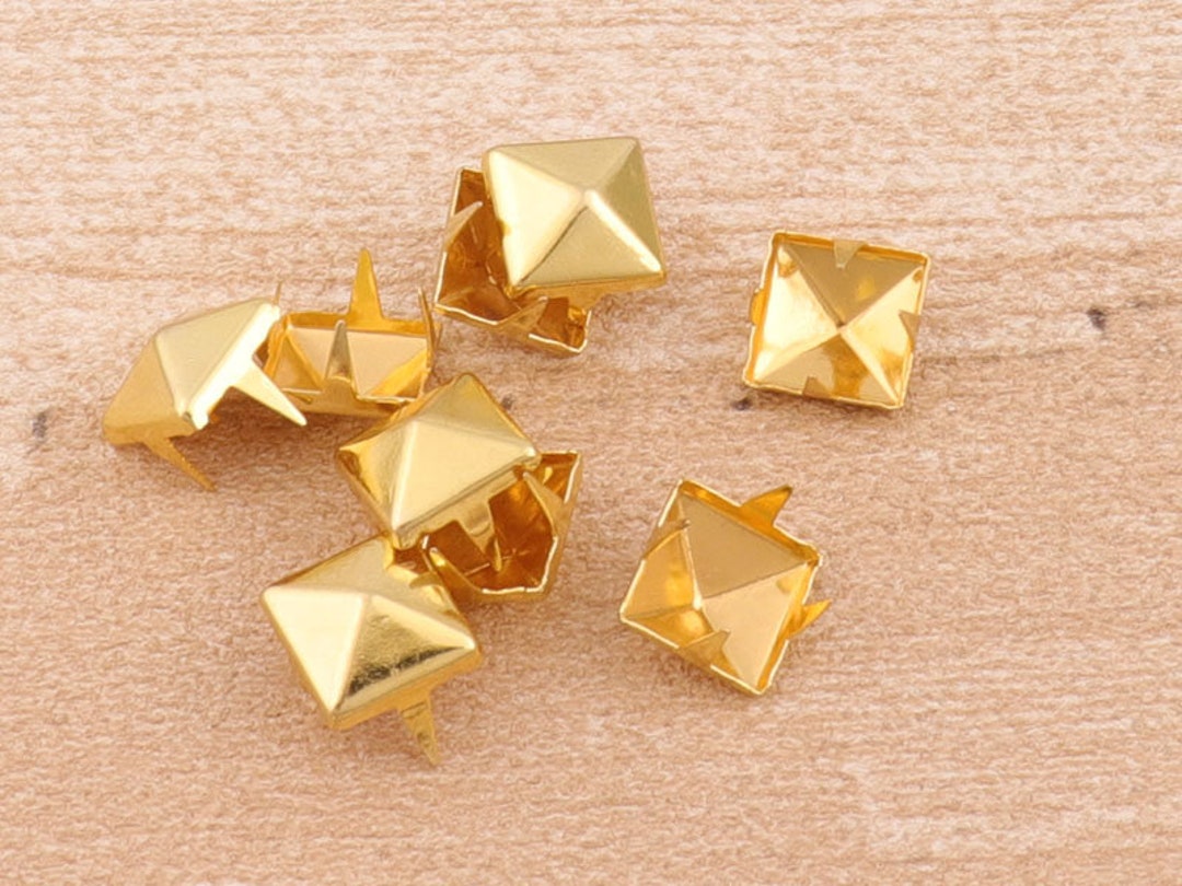 100sets Golden Nailheads Spots 9mm Metal Nail Spots Rectangle Nailhead ...