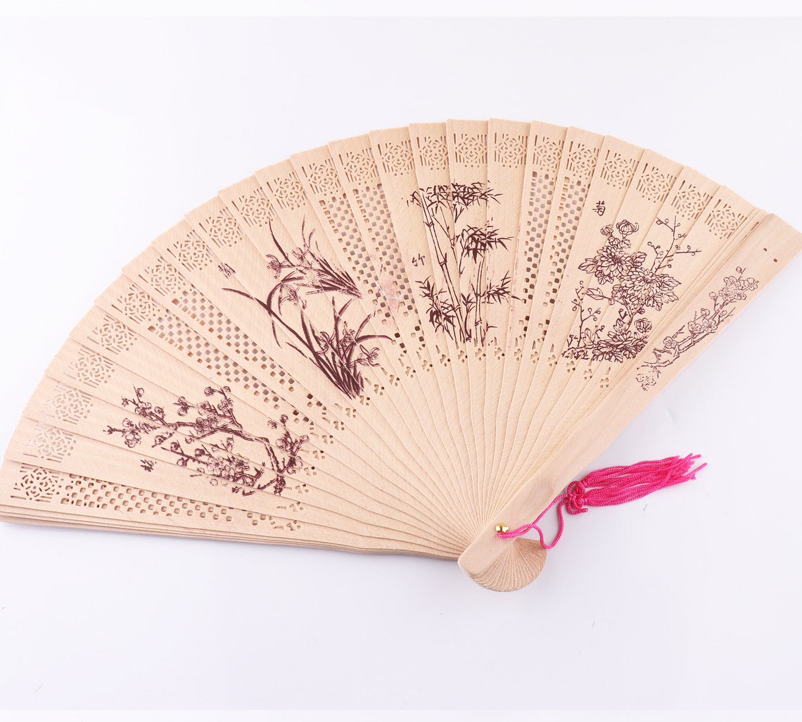 Chinese Bamboo Fans Hand Fans With Tassels Party Favor Folding - Etsy