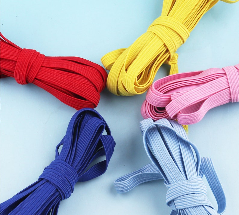 5mm/6mm(1/4") Flat Elastic Cord for Mask Colorful Elastic Cord Spool ...
