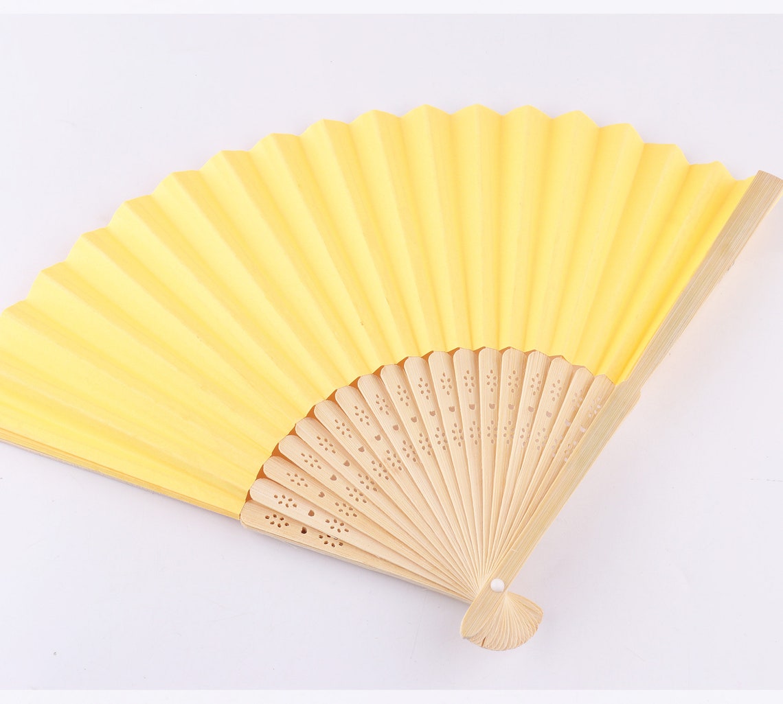 Hand Fans Lemon Yellow Fans Chinese Paper Fans Bamboo Folding | Etsy