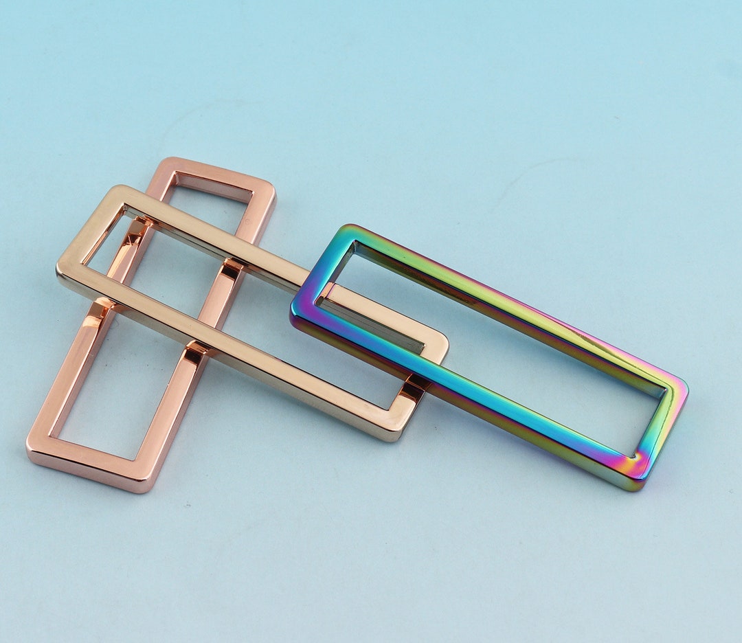 Rainbow Rectangular Rings 8pcs 2"(50mm) Metal/zinc Alloy Rectangle Rings for Webbing Strap Purse ...