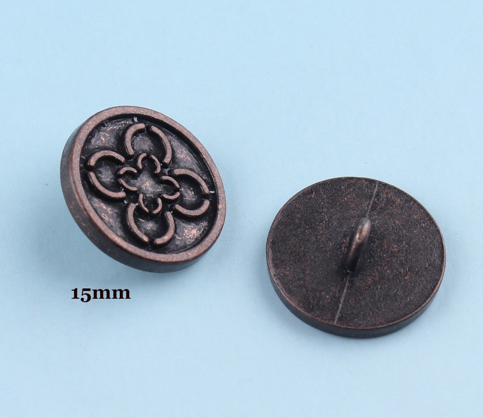 Red Copper Buttons 6pcs 15mm Blazer Buttons Embossed Vintage - Etsy