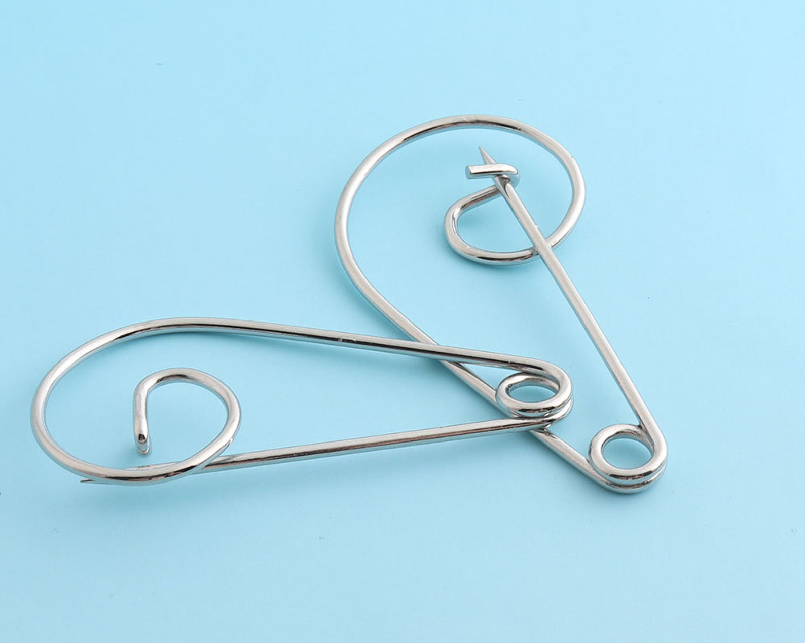 Charming Safety Pins 15pcs 56*25mm Silver Safety Pins Metal Pins Brooch ...